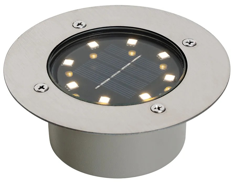 Sada 6 ks ocelových zemních bodových svítidel včetně LED IP65 Solar - Froté