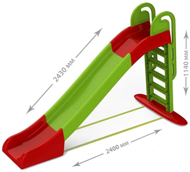 Tomido dětská skluzavka 243 cm červeno-zelená