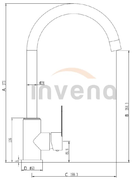 Invena Iron, stojánková dřezová baterie, bílá-ocelová, INV-BZ-53-L02-L