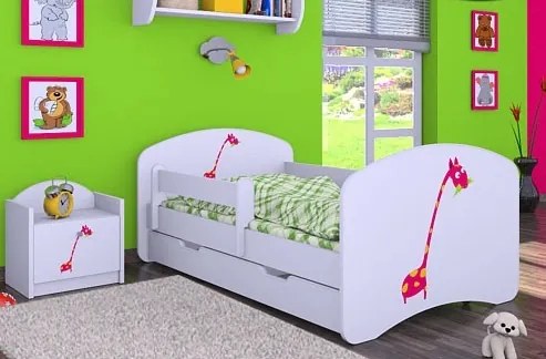 MAXMAX Dětská postel se šuplíkem 140x70cm ŽIRAFKA