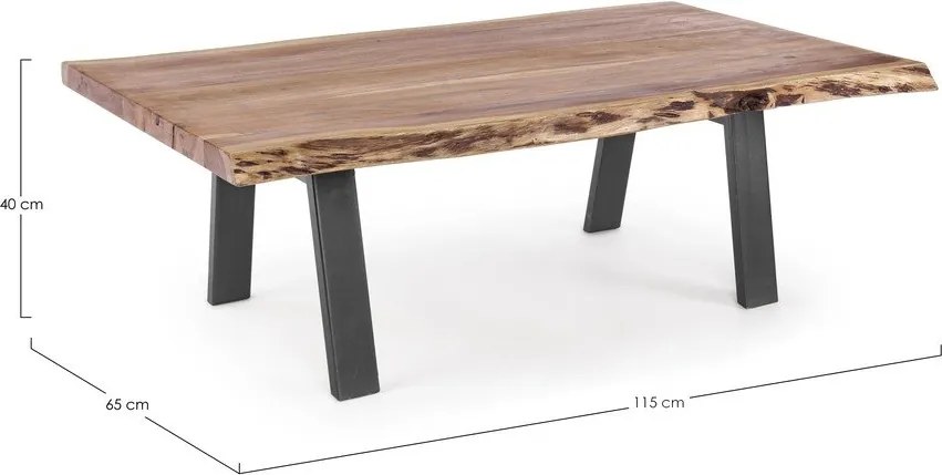 Černý/v přírodní barvě konferenční stolek s deskou z akácie 65x115 cm Aron – Bizzotto