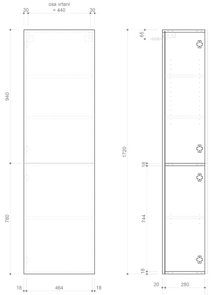 Sapho Sapho, ESPACE skoíoka 50x172x32cm, 2x dvíoka, levá/pravá, dub Alabama, ESC450-2222