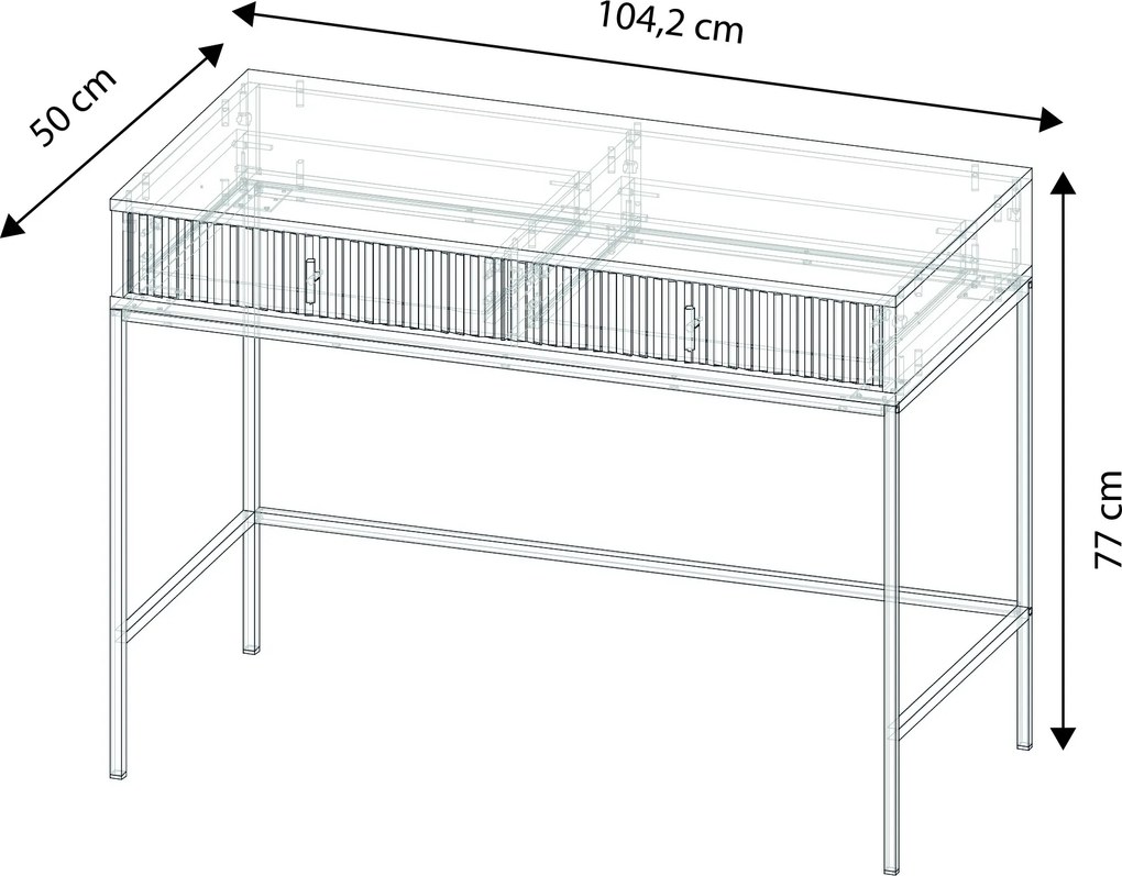 Toaletní stolek Maggiore 104 cm zelený/zlatý