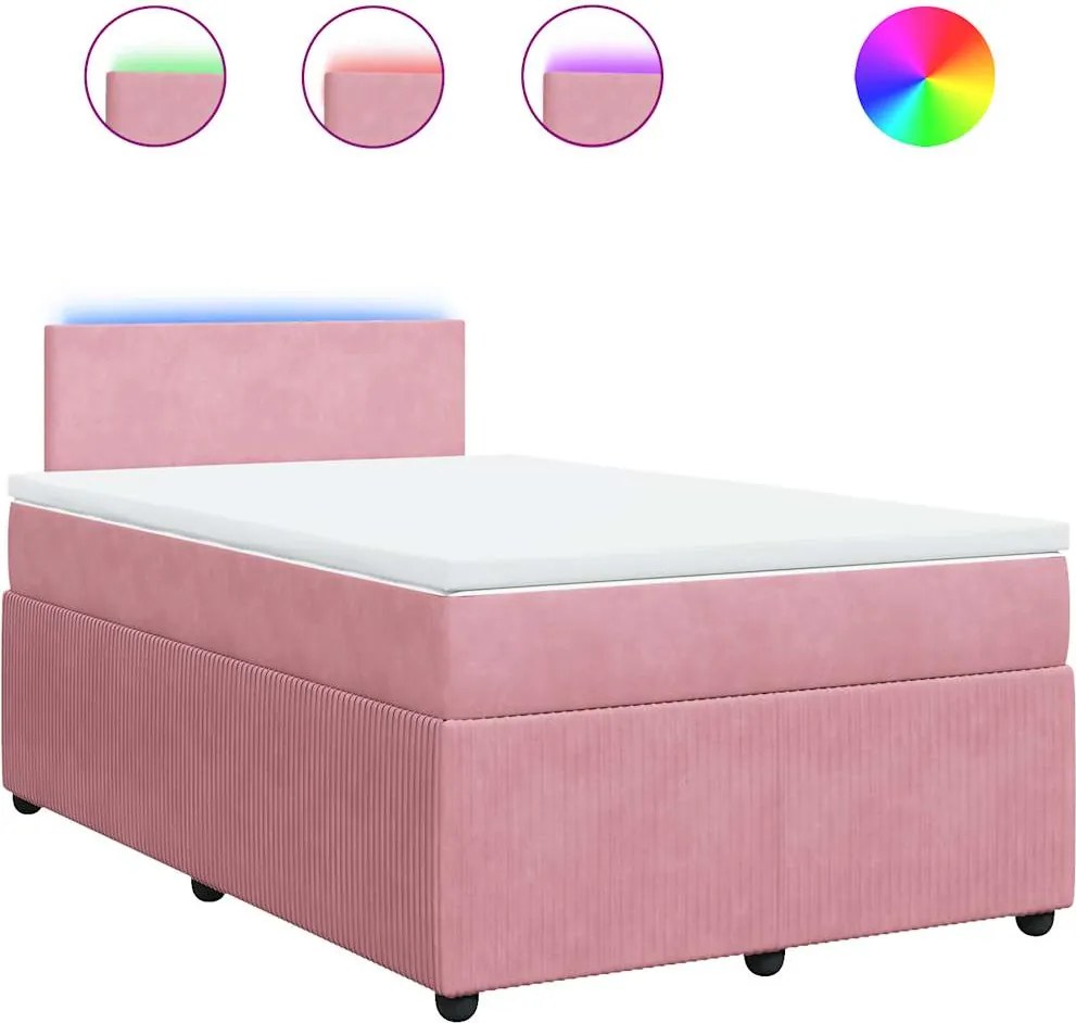 Box spring postel s matrací růžová 120 x 200 cm samet 3290009