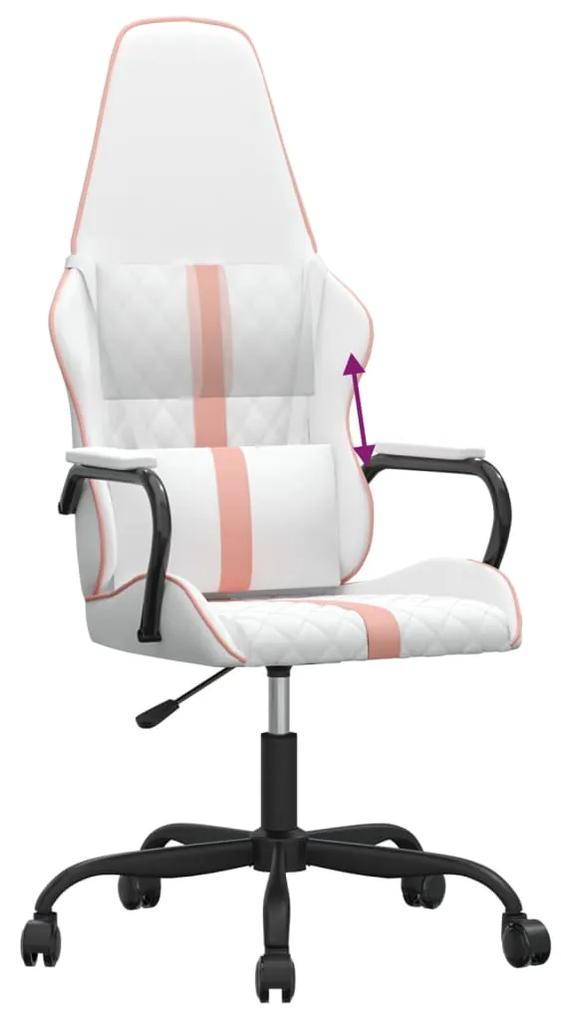 Herní židle bílá a růžová umělá kůže,  3143795