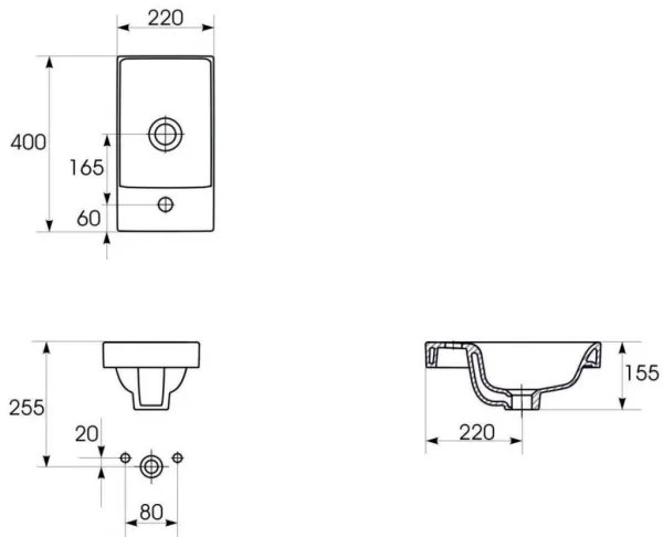 Cersanit S801-218-DSM-Koupelnová skříňka s umyvadlem MODUO SLIM 40 cm lesk. bílá
