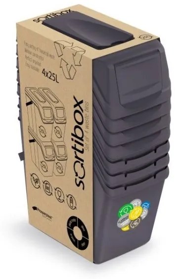 Set košů na tříděný odpad, 4 x 25 l