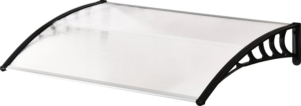 Outsunny Přední Dveřní Kryt 89 x 122 cm z Polykarbonátu, Zakřivený Kryt s UV Ochrannou, Sluneční Clona proti Dešti pro Venku, Bílý | Aosom