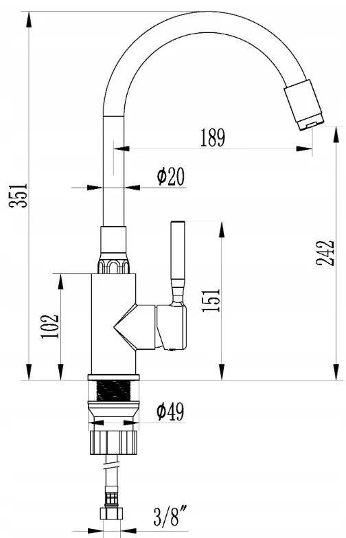 Invena Glamour, stojánková dřezová baterie s flexibilním ramenem, černá-růžové zlato, BZ-08-L14-V