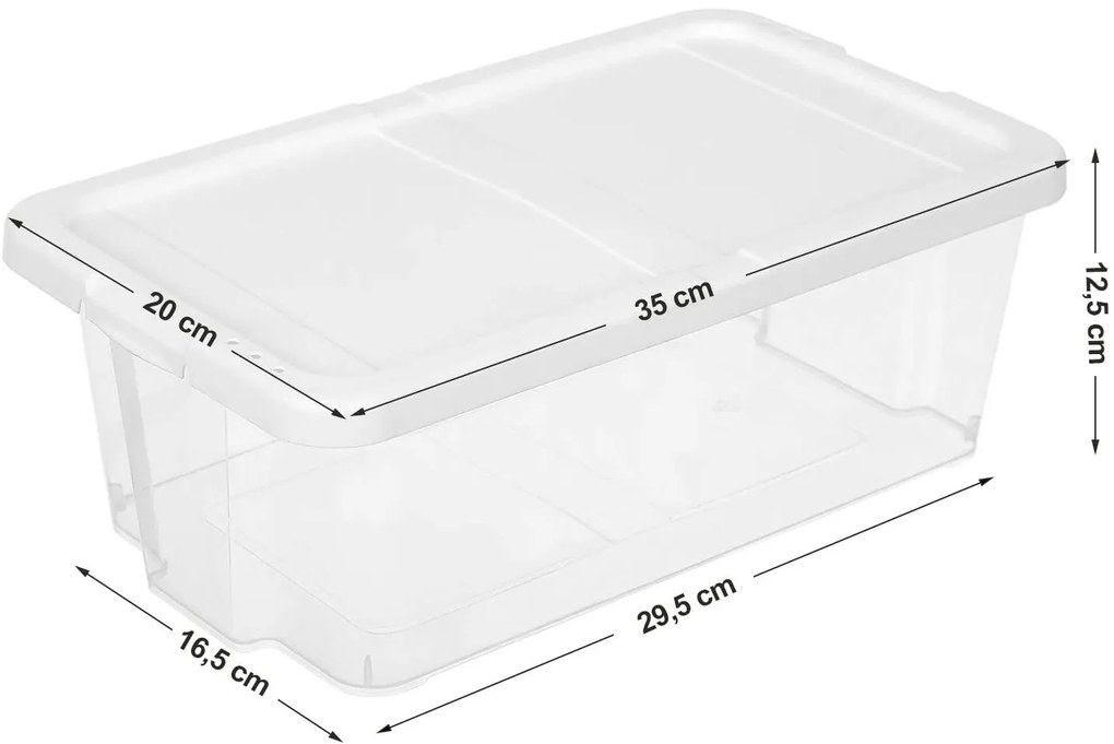 Úložný box Clear, sada 12ks, 16,5x12,5x29,5 cm, transparetní