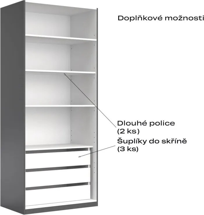 Skříň 2dveřová bez zrcadel série N, grafit Dominika