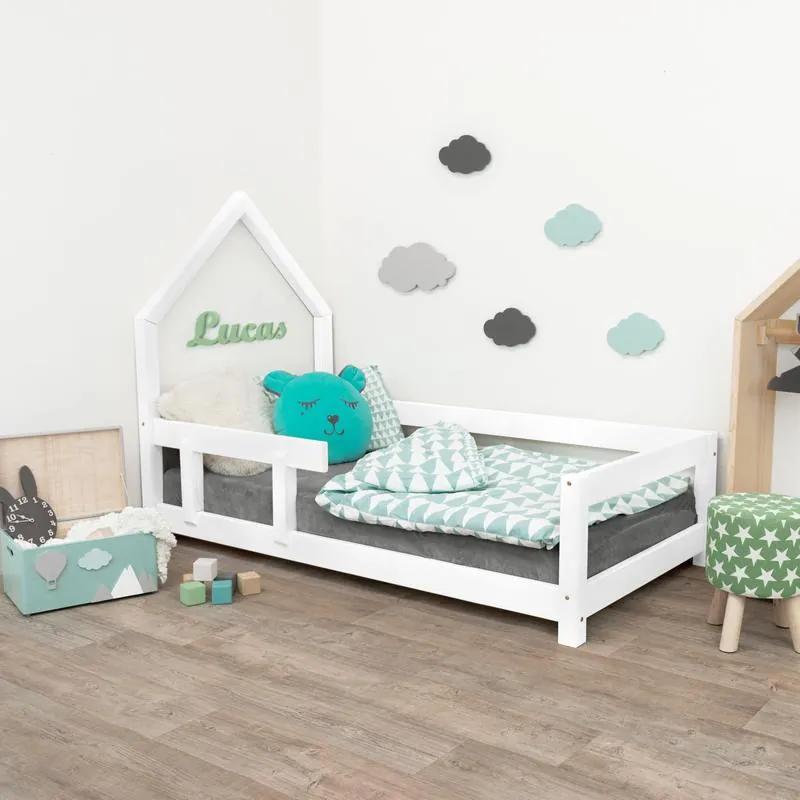 Benlemi Dětská postel domeček POPPI s bočnicí vlevo Barva: Tmavě šedá, Rozměr: 120 x 200 cm