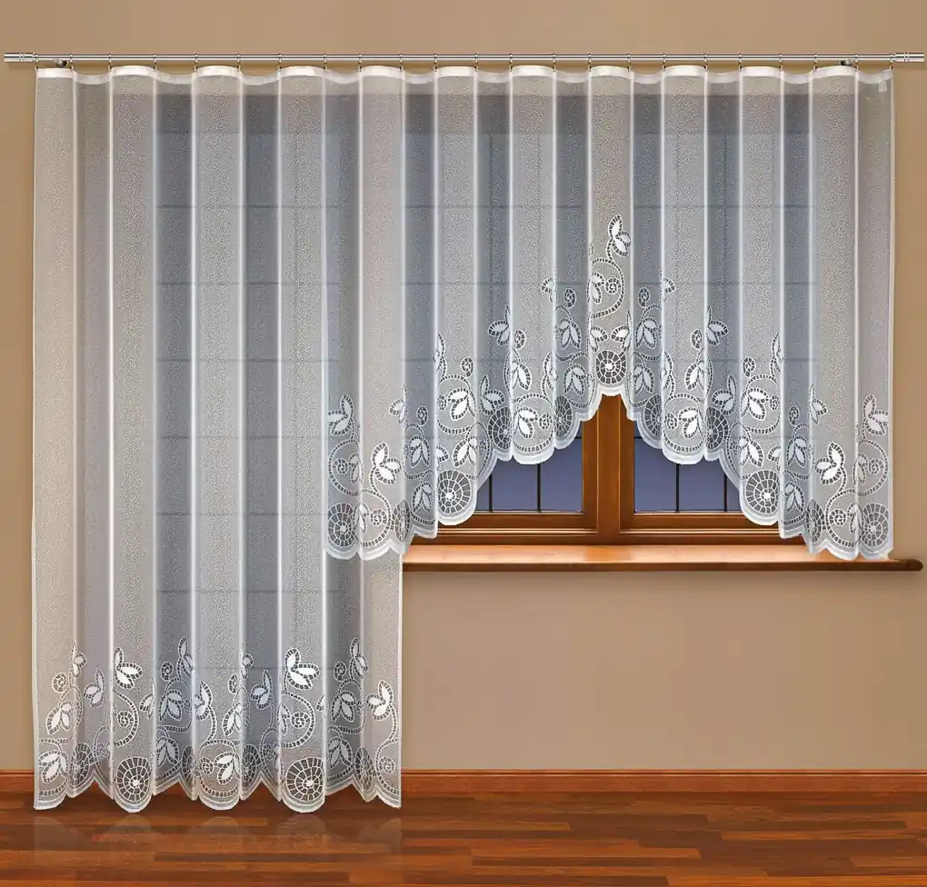 Olzatex kusová záclona ZINA jednobarevná bílá, výška 150 cm x šířka 300 cm  (na okno) | BIANO