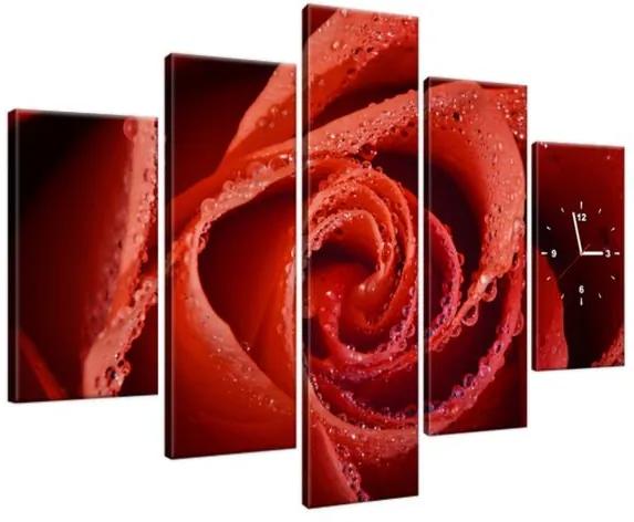 Tištěný obraz s hodinami Silná červená růže 150x105cm ZP1747A_5H