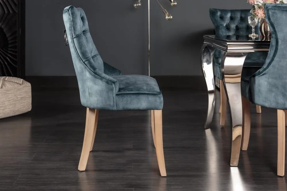 Designová židle Queen samet petrol zelená