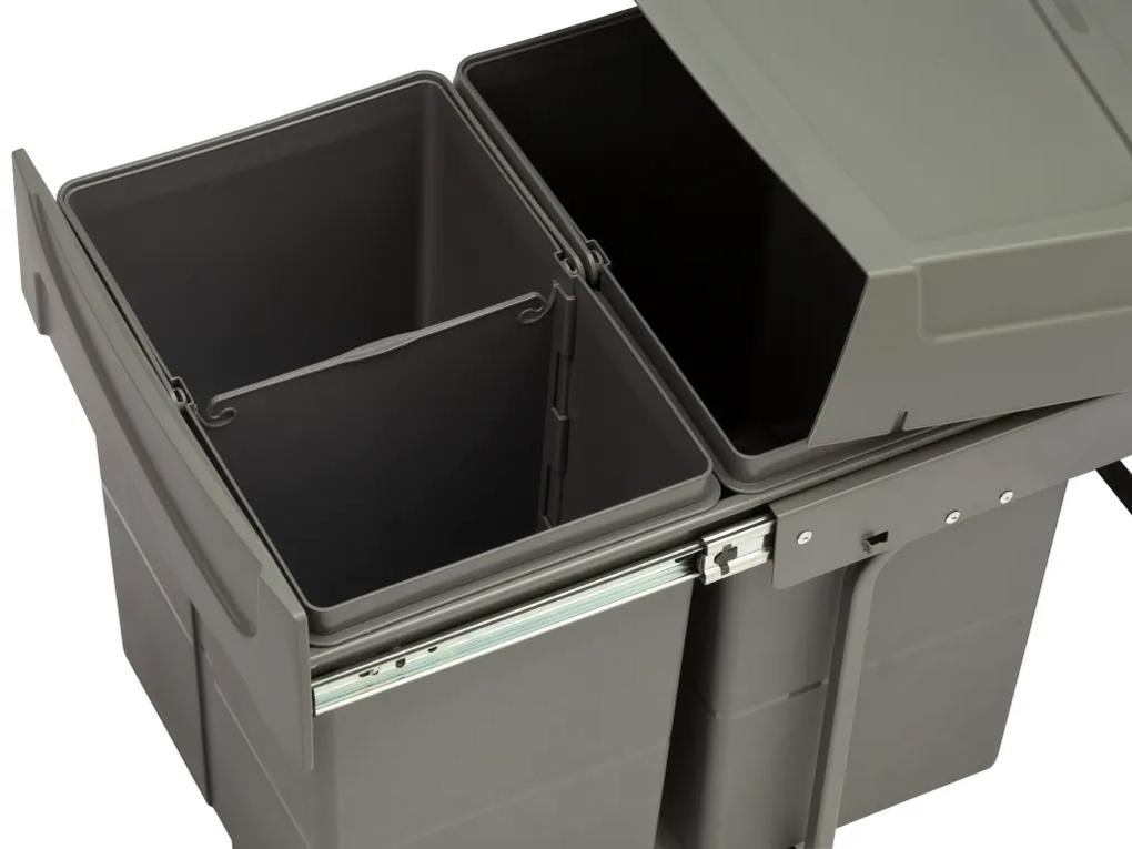 In-Design Odpadkový koš UNION K40 s integrovaným výsuvem - 20 + 20 L tmavě šedý
