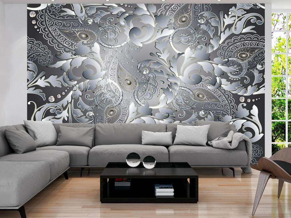 Tapeta Stříbrné ornamenty + lepidlo ZDARMA Velikost (šířka x výška): 150x105 cm