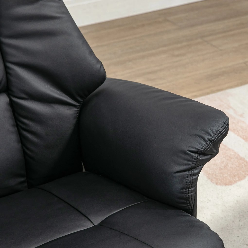 HOMCOM Polohovací křeslo Vinsetto s taburetem, elektricky sklopné o 130°, umělá kůže, černé, TV křeslo s funkcí polohování, 77 x 89 x 110 cm | Aosom.…