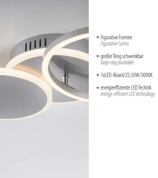 Leuchten Direkt 14116-55 - LED Stropní svítidlo  LED/25,5W/230V matný chrom