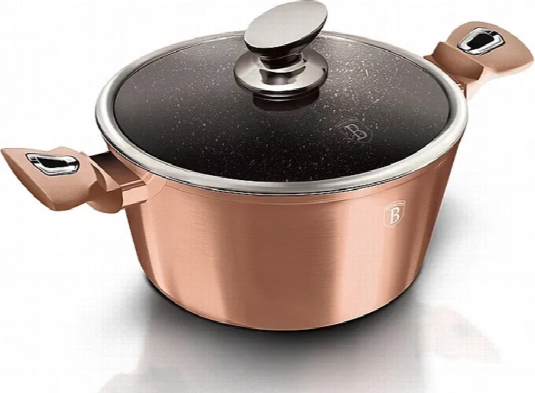 Kastrol s mramorovým povrchem a poklicí 20 cm Rosegold Metallic Line