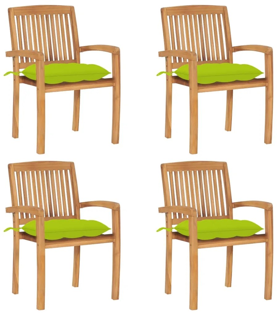 Stohovací zahradní židle s poduškami 4 ks masivní teak 3073266