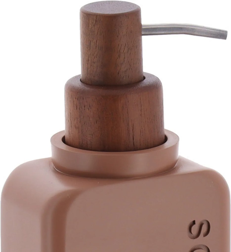 Dávkovač mýdla Salva, hnědá/s dřevěnými prvky, 300 ml