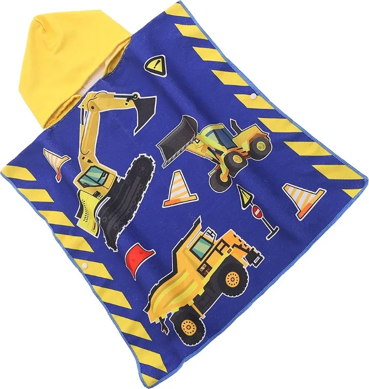 Dětské pončo LITTLE BUILDER modré Rozměr: 60 x 120 cm