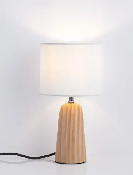 LED dřevěno-bílá stolní lampa Oby