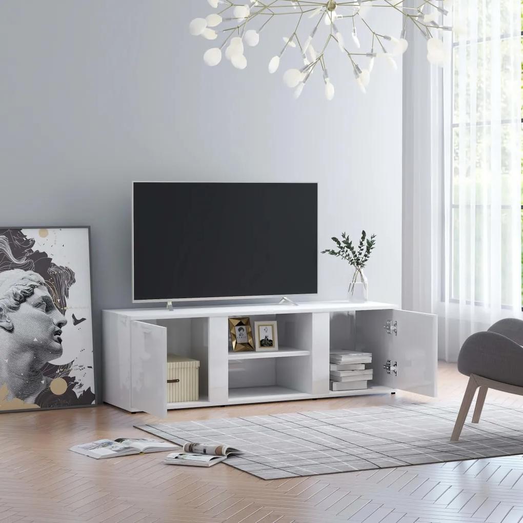801167 vidaXL TV stolek bílý s vysokým leskem 120 x 34 x 37 cm dřevotříska