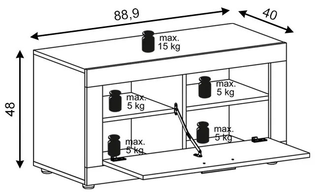 Botník Luna 90 cm dub Matera světlý/šedý