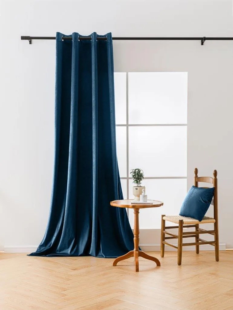 Petrolejový zatemňovací závěs VELVET 140x270 cm Zavěšení: Řasící páska