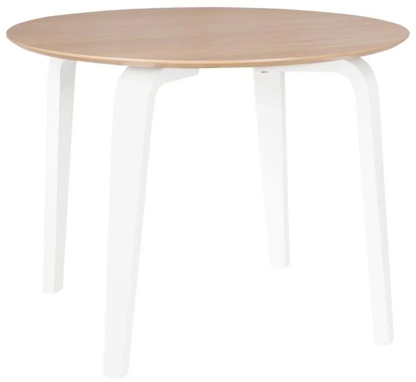 Dubový kulatý jídelní stůl Somcasa Nora 100 cm s bílou podnoží