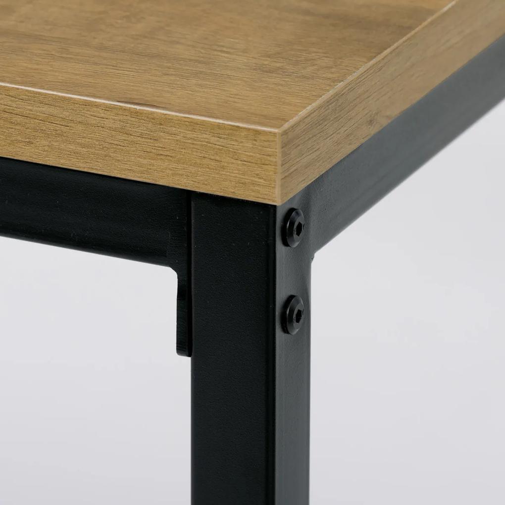 Autronic Stůl jídelní, 120x70 MDF deska, dýha divoký dub, kovové nohy, černý lak