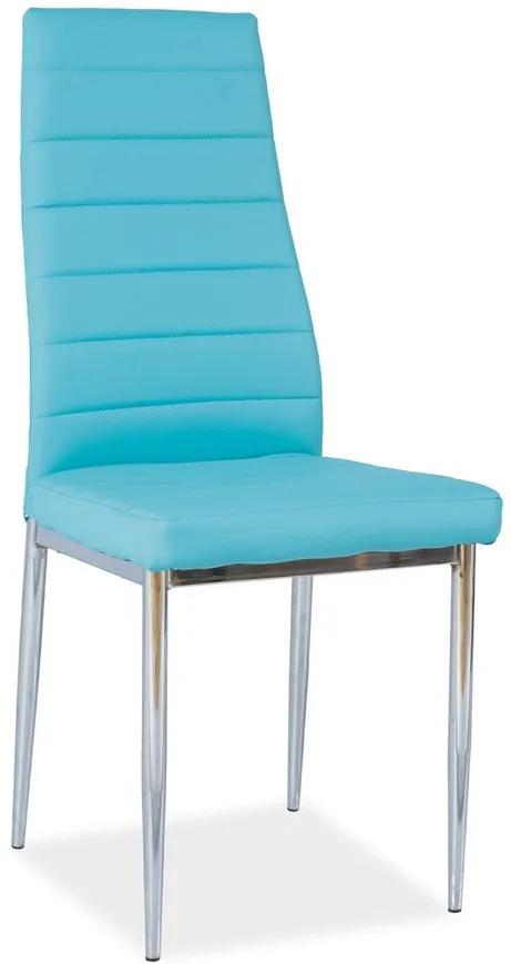 Jídelní židle na kovové konstrukci ve světle modré ekokůži KN165