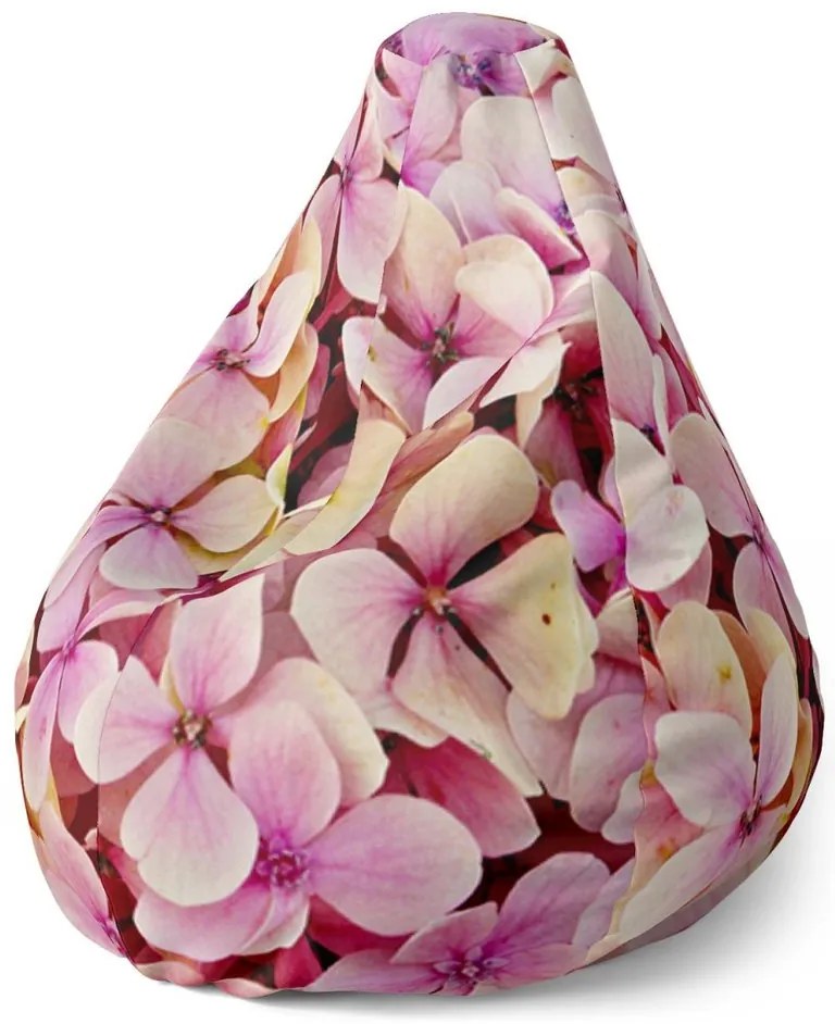 Sedací vak Pear růžové květy, růžová