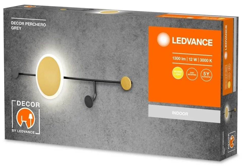 LED svítící věšák DECOR PERCHERO GREY, teplá bílá