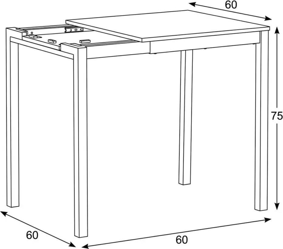 Jídelní stůl rozkládací 60-90x60 cm GDT-206 OAK, melamin, dub – Barva (vyberte): hnědá hnědá