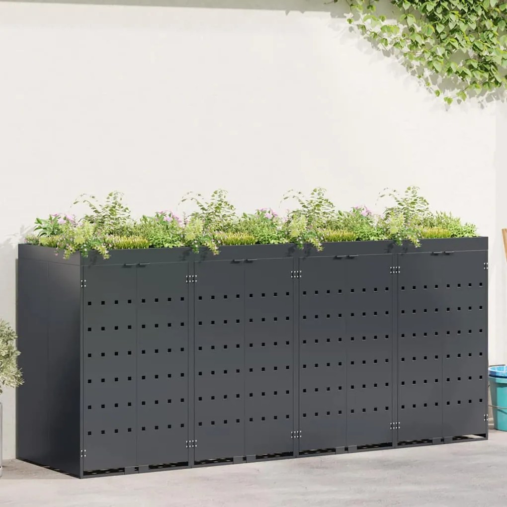 Úložný box na 4 popelnice Antracit 272 x 77,5 x 121,5 cm 3394745