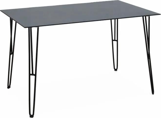 Tempo Kondela Jídelní stůl, tvrzené sklo / černý kov, OBERON