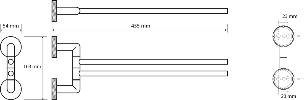 Sapho Sapho, LARISSA dvojitý držák ručníků otočný 350mm, chrom, WS021