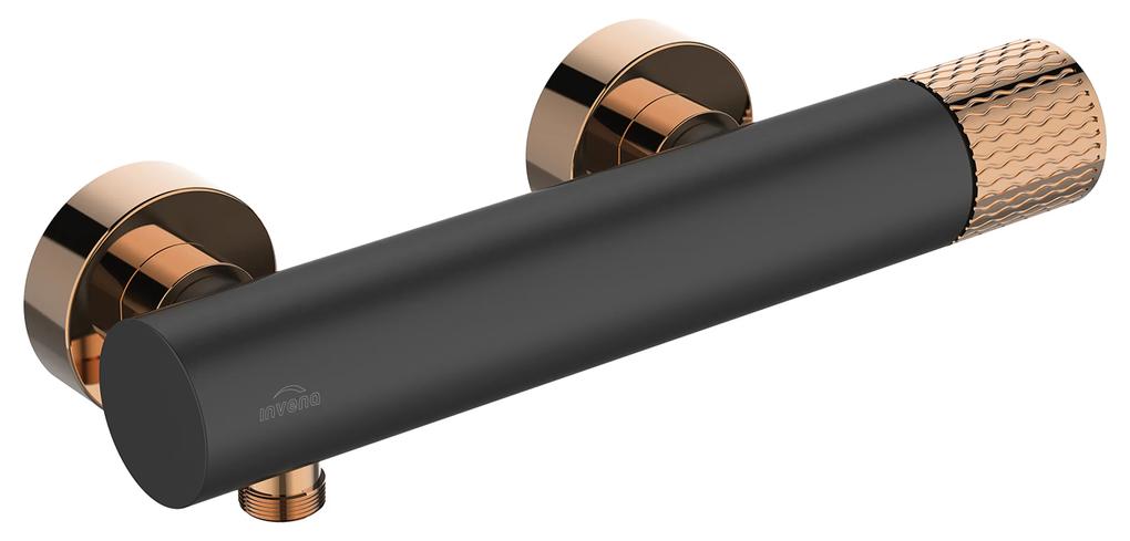 Invena Moonlight, nástěnná sprchová baterie 150 mm, černá-růžové zlato, INV-BN-77-014-V