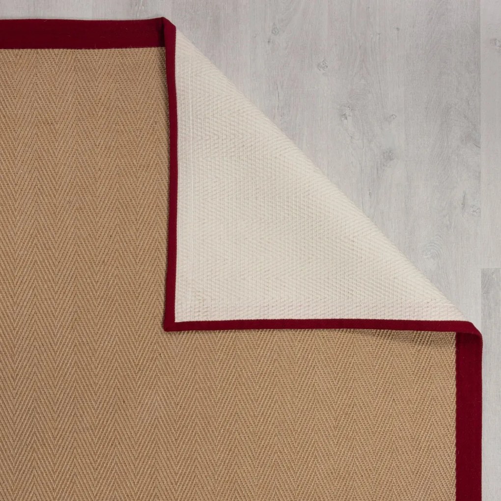 Flair Rugs, Kusový koberec Herringbone Border Kira Red, 120x170, béžová, chodba / předsíň