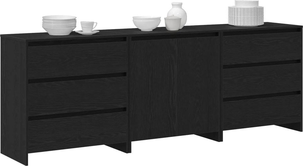 Servírovací skříň 3 ks Černá 70 x 41 x 75 cm Kompozitní dřevo 3332501