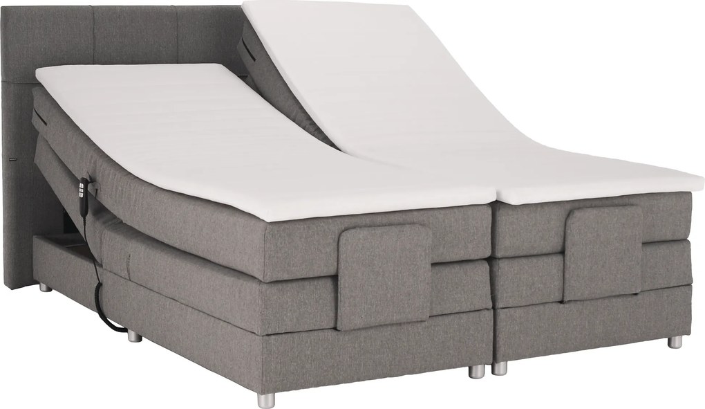 Elektrická polohovací postel, boxspring, šedá, 160x200, MURKO NEW