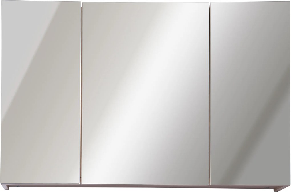 Koupelnová skříňka s zrcadlem kleankin - moderní skříňka se zrcadlem a 3 dveřmi s nastavitelnými policemi pro koupelnu a ložnici, 90x60x13.5 cm, dub