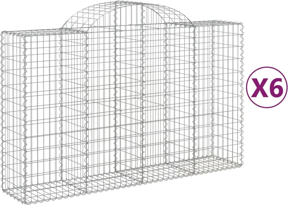 Klenuté gabionové koše 6 ks 200x50x120/140cm pozinkované železo 3146345