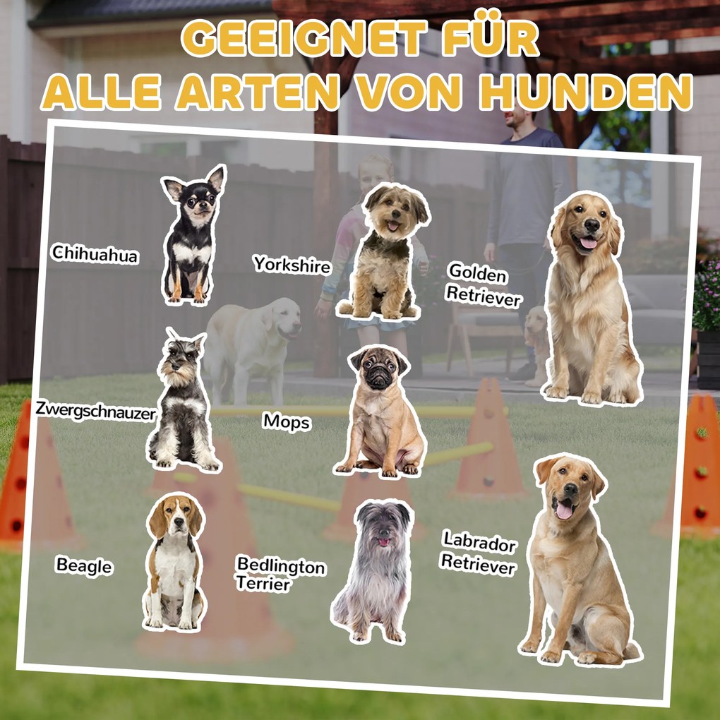 PawHut Agility set pro psy 3-dílné vybavení pro výcvik psů Zásuvná sada překážek se 6 kužely 3 překážky Přepravní taška D07-059V00OG