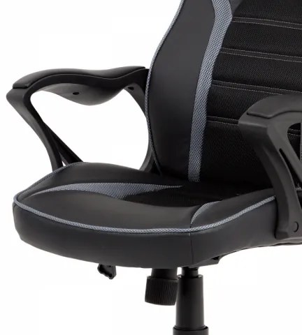 Kancelářská židle černo šedá MESH, houpací, kříž černý, KA-G406 GREY