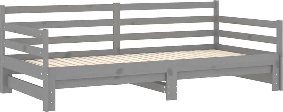Výsuvná denní postel 2 × (90x200 cm) šedá masivní borové dřevo 3083661