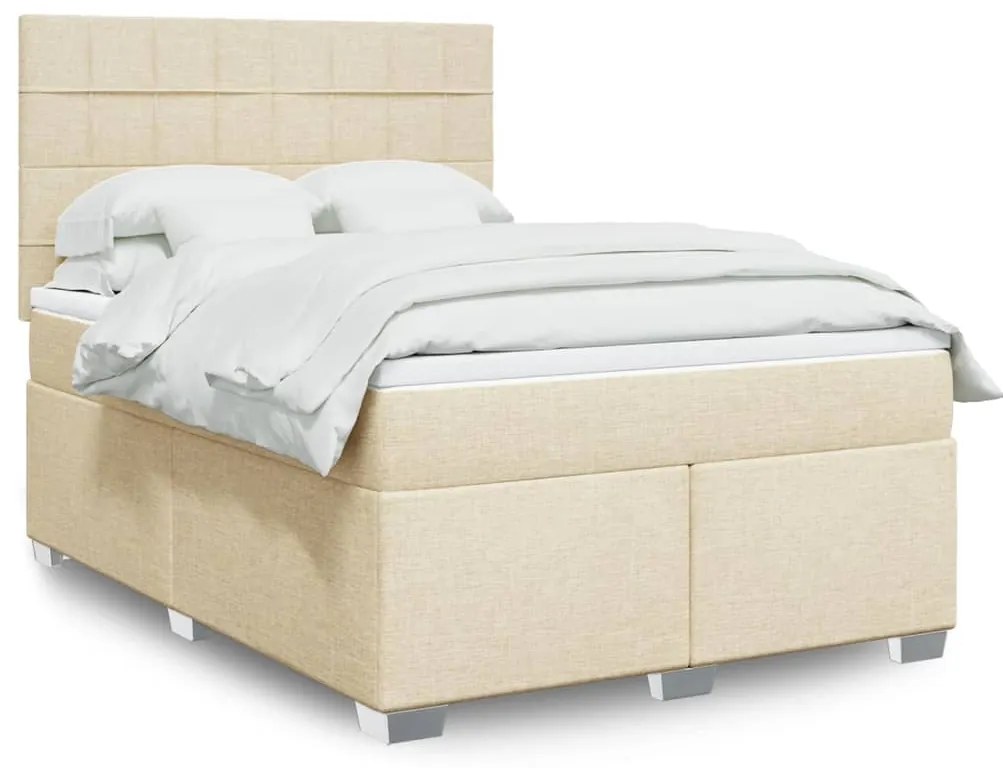 Box spring postel s matrací krémová 160x200 cm textil 3292844